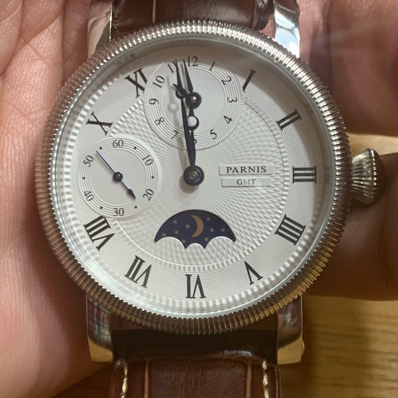 parnis | Accessories | Parnis Gmt Moonphase Watch With 2 Timezone ...